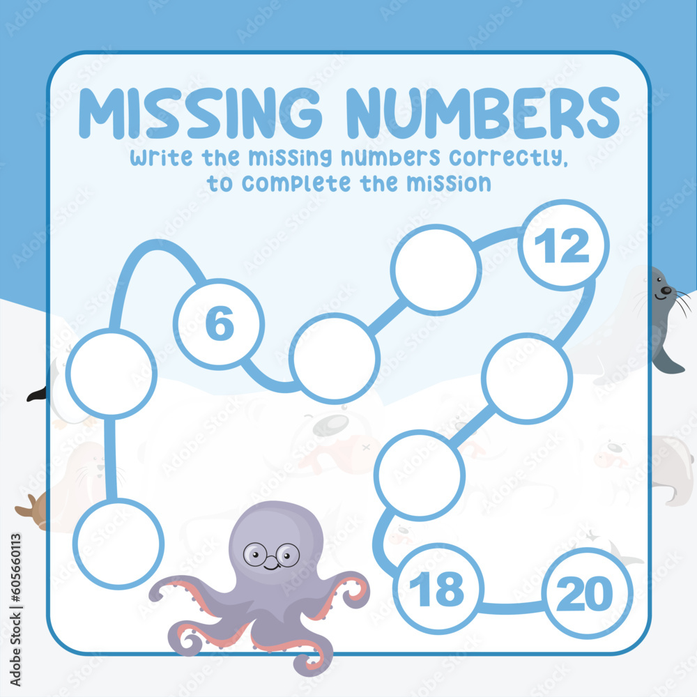 Missing numbers. Write the answer correctly. Educational printable math ...