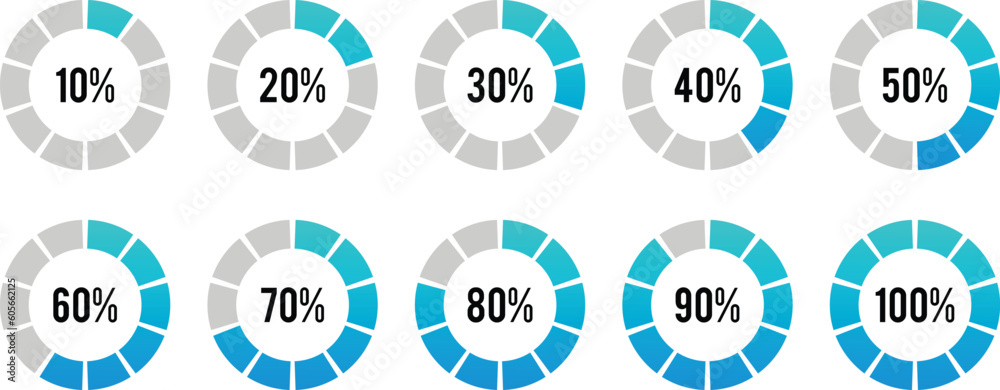 Round Percentage Progress Bar. Loading Circle Indicator Status Stock Vector | Adobe Stock