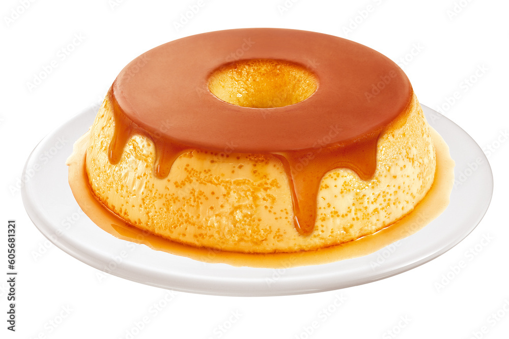 Fotografia do Stock: Prato com pudim de leite com calda cremosa de ...