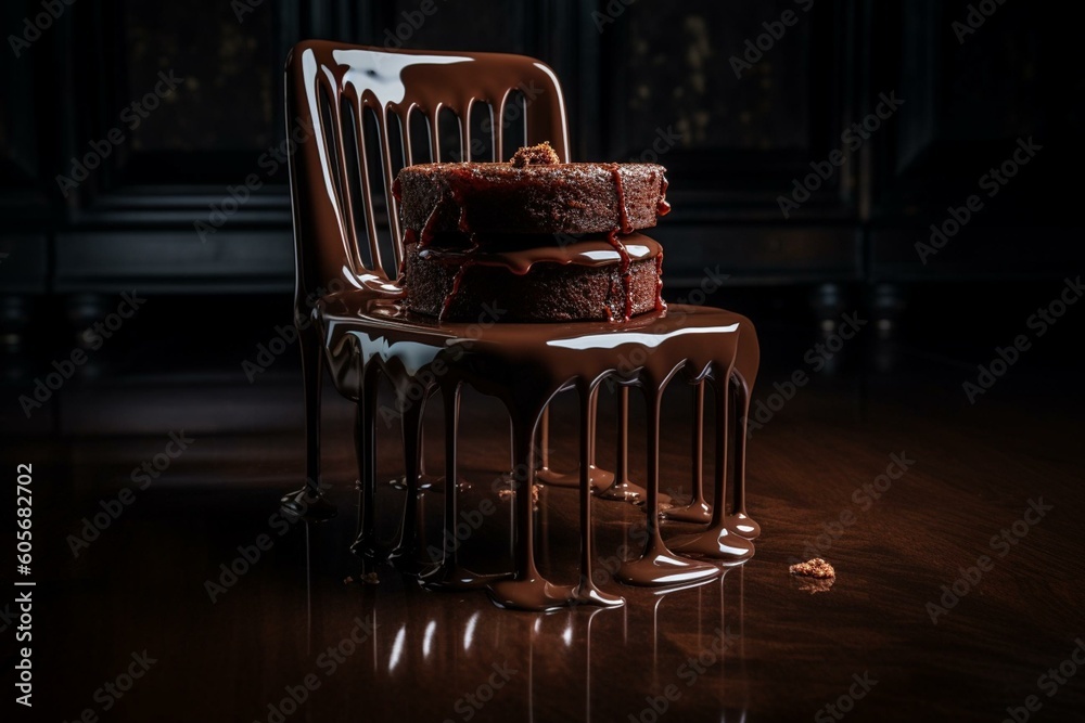 Realistic cake-inspired chair with reflective surface and dew: a ...