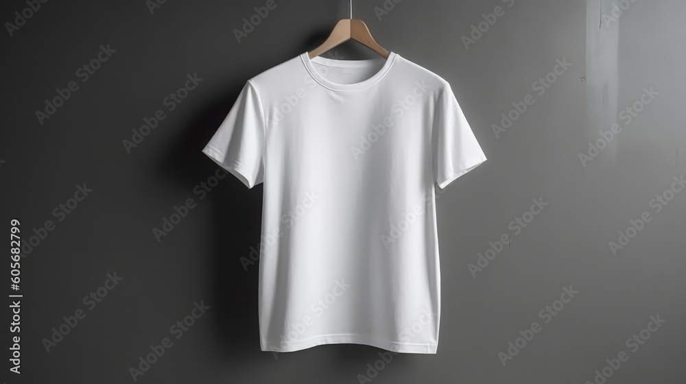 Imagine a white tee shirt on a hanger mockup, detailed to perfection ...