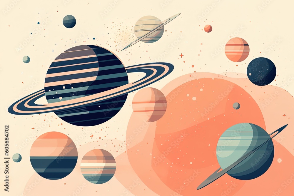 Abstract and vibrant visual of painterly brush strokes of outer space ...