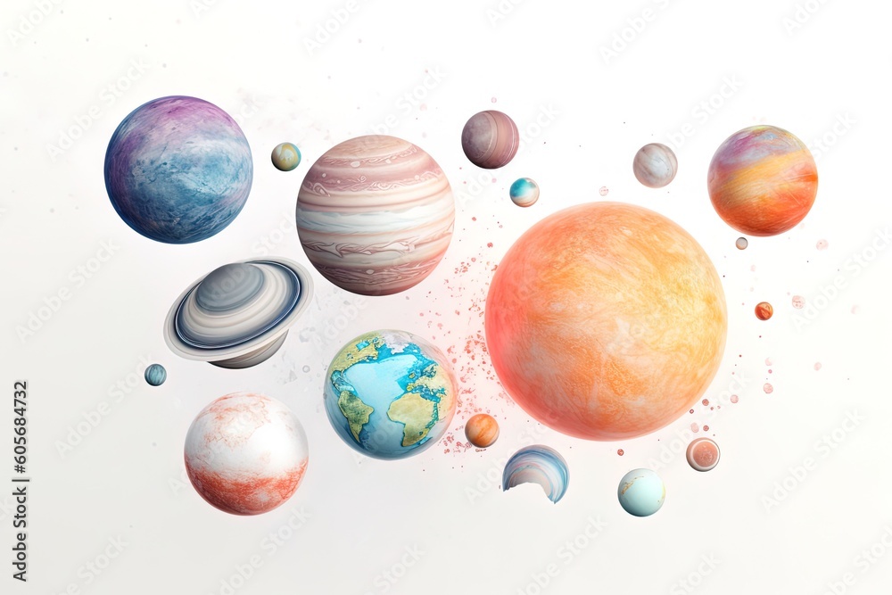 Abstract and vibrant visual of painterly brush strokes of outer space ...