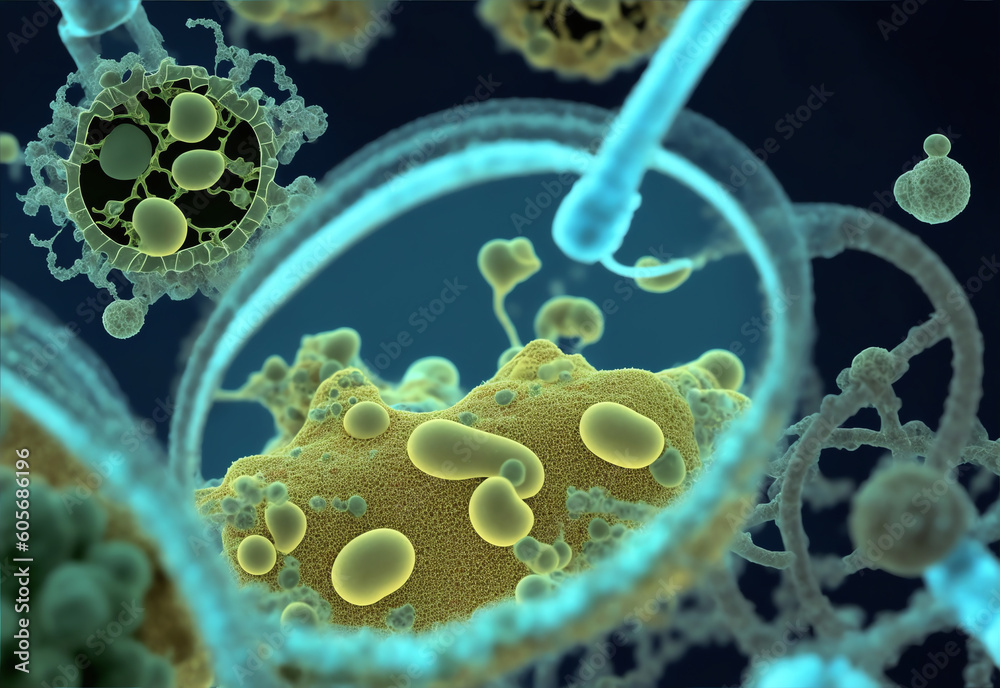 View of a bacterias in a microscope from Generative AI Stock ...