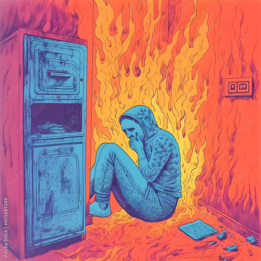 Journey to Resilience: Risograph Illustration Reflecting Anxiety ...