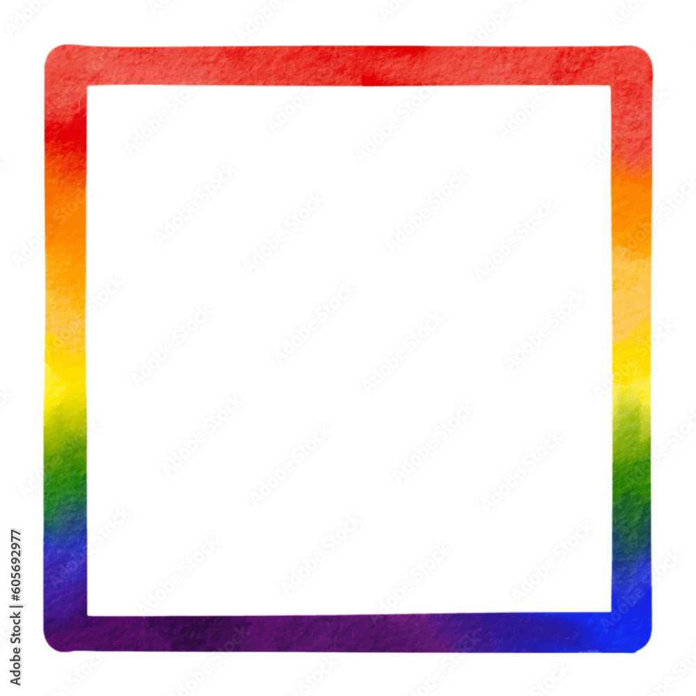Rainbow rectangle frame with watercolor brush background.LGBT Pride ...