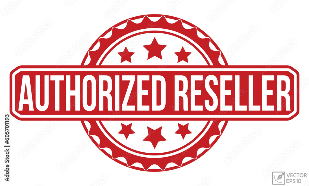 Authorized reseller Red Rubber Stamp vector design. Stock Vector ...