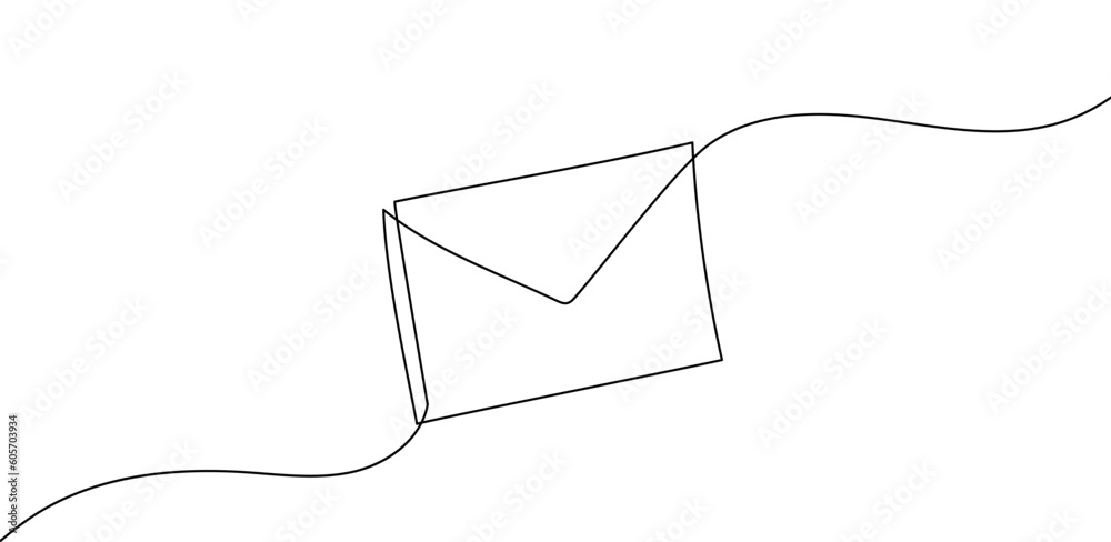 Continuous one line mail envelope letter drowning illustration. Email ...