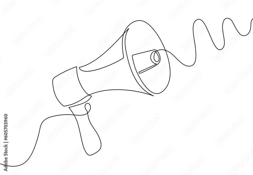 Speaker continuous line megaphone icon illustration sketch media art ...
