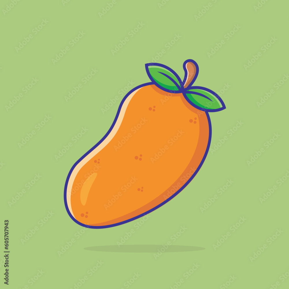 Vector illustration of mango. Ripe mangoes design in flat cartoon style ...
