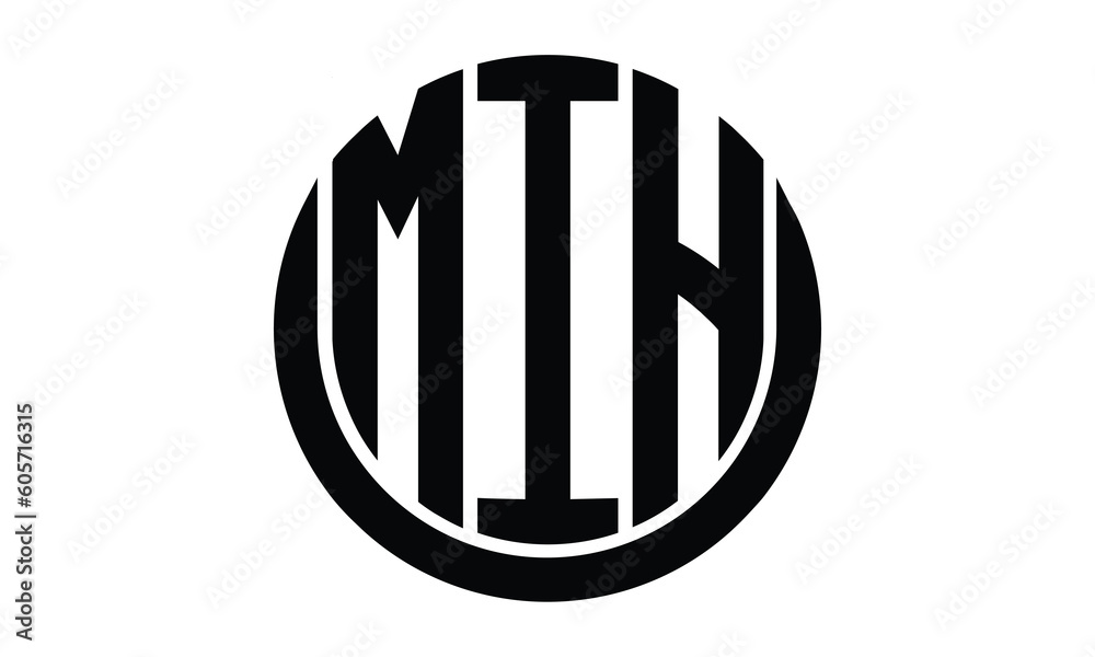 MIH shield with round shape logo design vector template | monogram logo ...