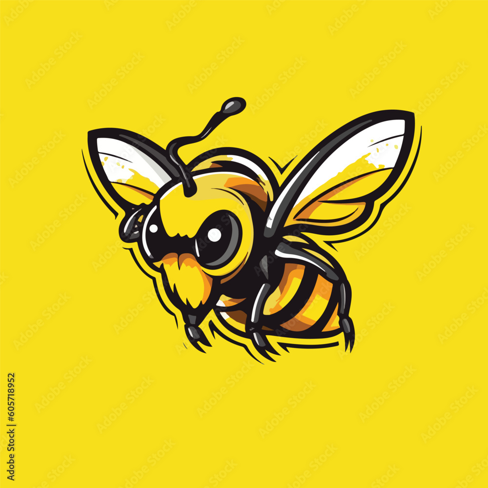 Bee Mascot Logo Design Bee Logo Vector Stock Vector | Adobe Stock