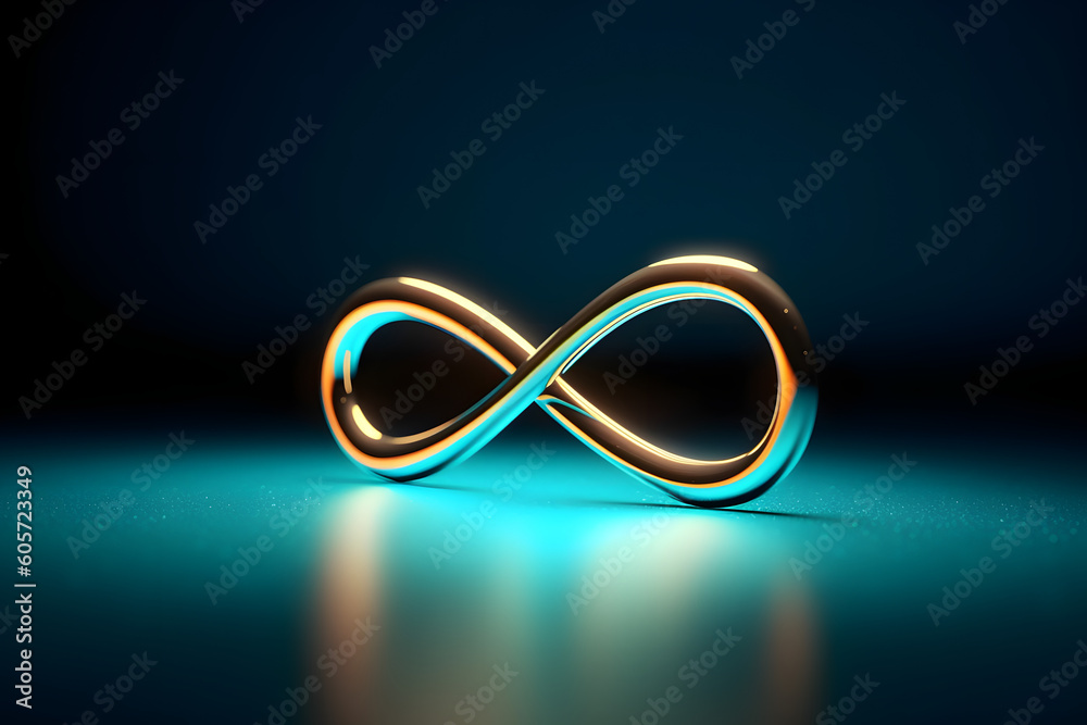 Infinity sign on a bright background, symbol template. 3d illustration ...