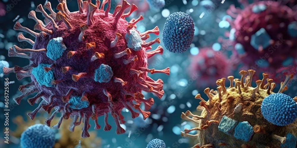 Antibody and viral infection colony structure, Antibodies attacking ...