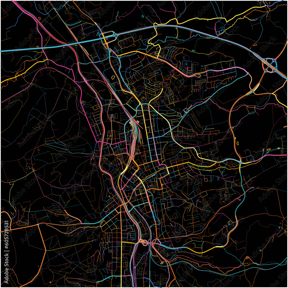 Colorful Map of Gera, Thuringia with all major and minor roads. Stock ...