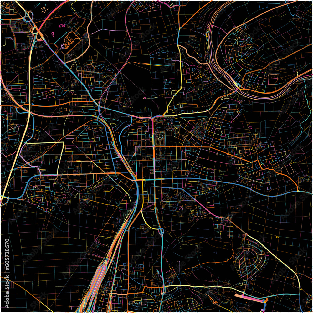 Colorful Map of Ludwigsburg, Baden-Wuerttemberg with all major and ...