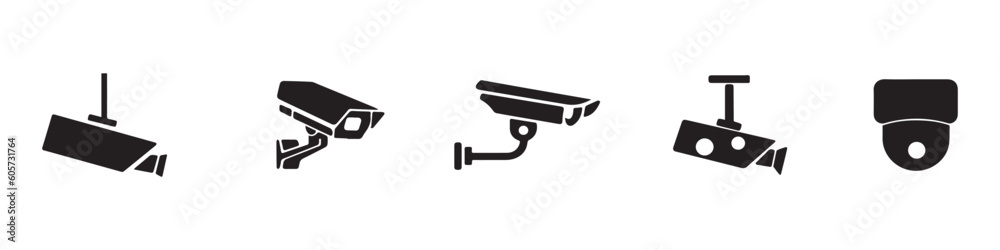 Security camera - outline black icon. Vector illustration. Vector ...