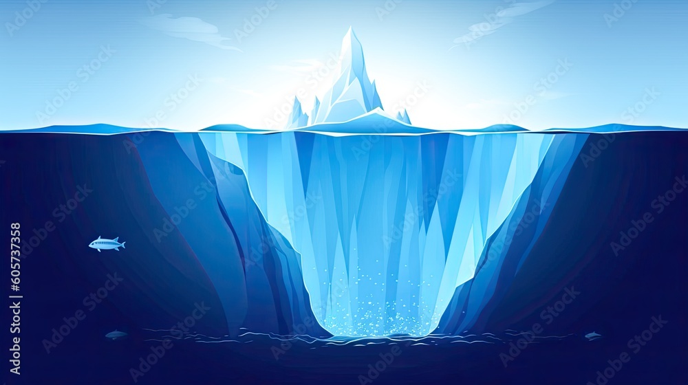 Iceberg illustration flat cartoon style. Business and success concept ...