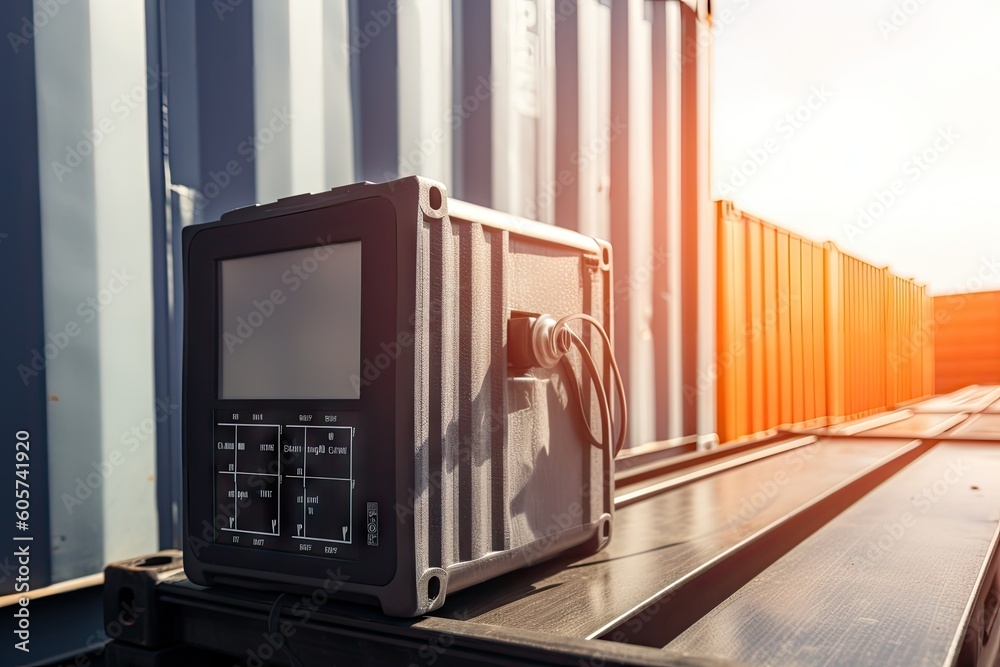 Iot Sensor And Monitoring Equipment Measuring Temperature In Shipping Container To Ensure Safe