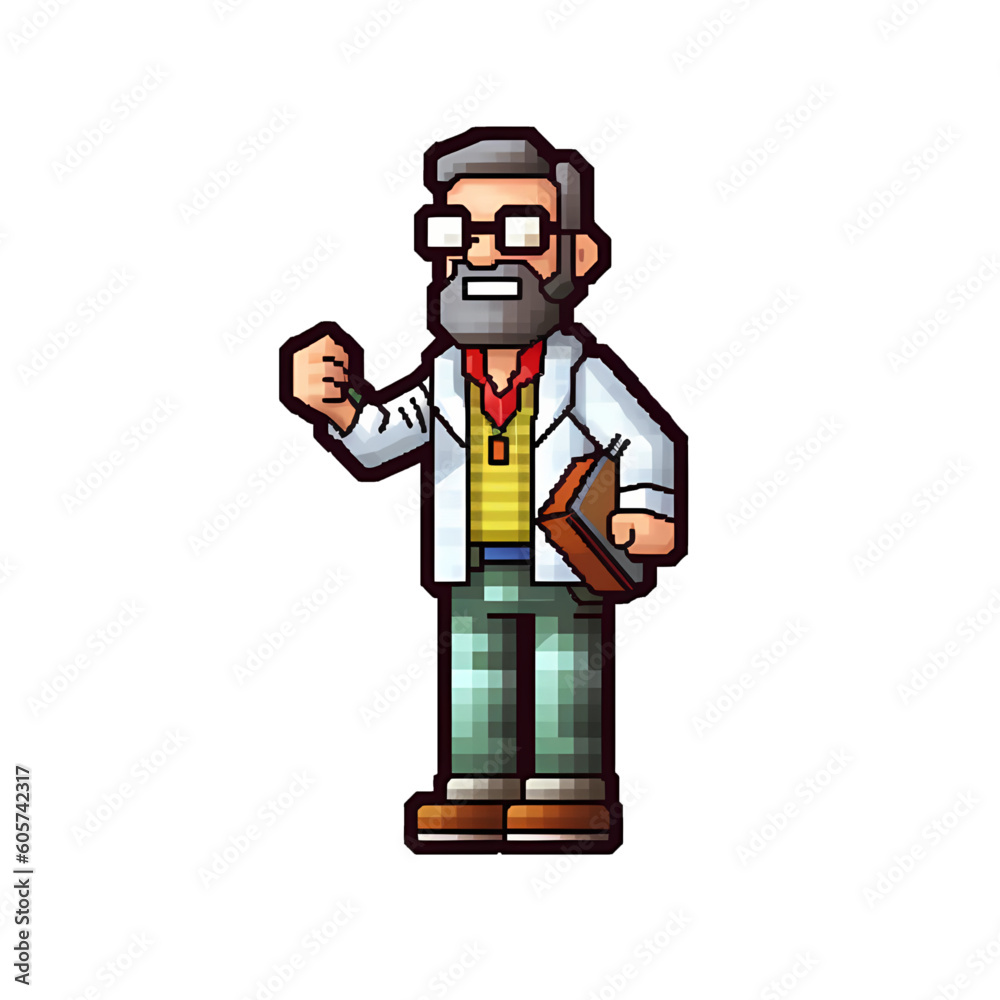 Pixelated 8-Bit School Teacher Game Character: Retro-inspired Pixel Art ...