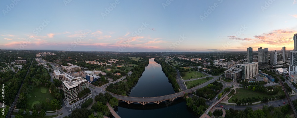 Town Lake, aka Ladybird Lake overlooking three bridges: Mopac Union ...