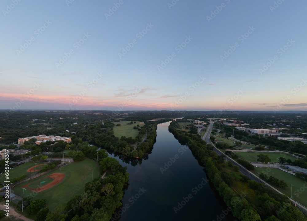 Town Lake, aka Ladybird Lake overlooking three bridges: Mopac Union ...