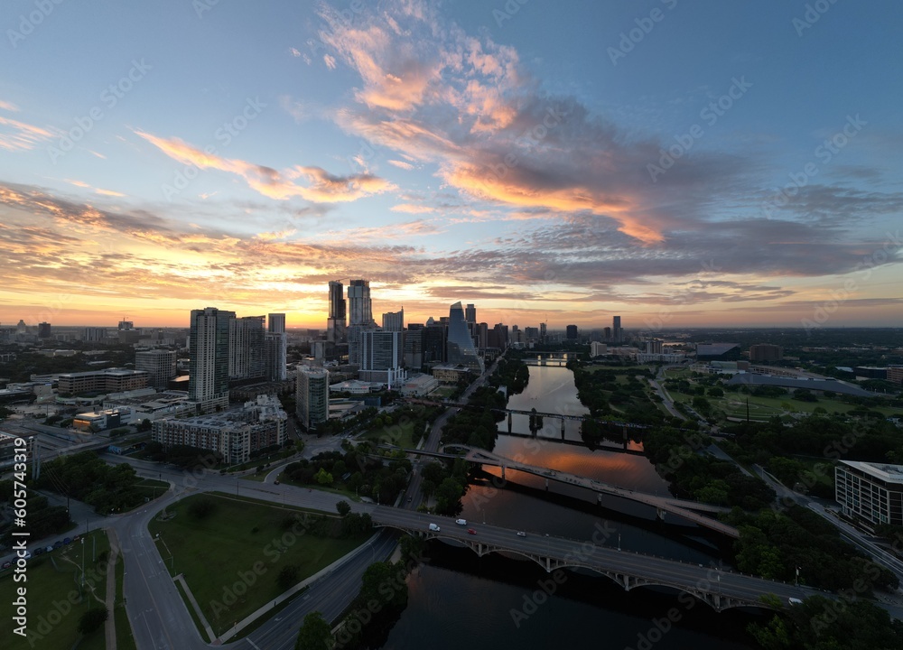 Town Lake, aka Ladybird Lake overlooking three bridges: Mopac Union ...