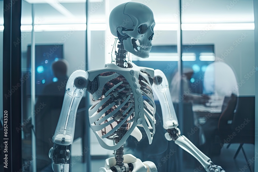 medical robot performing on patient, with view of human anatomy visible ...