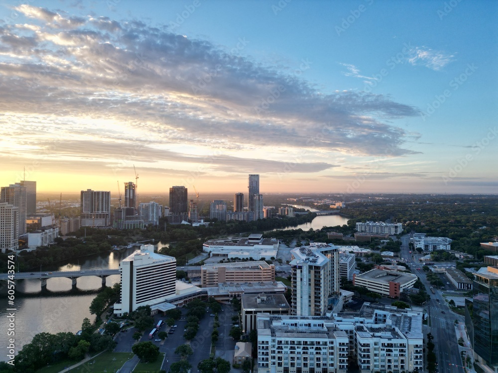 Town Lake, aka Ladybird Lake overlooking three bridges: Mopac Union ...