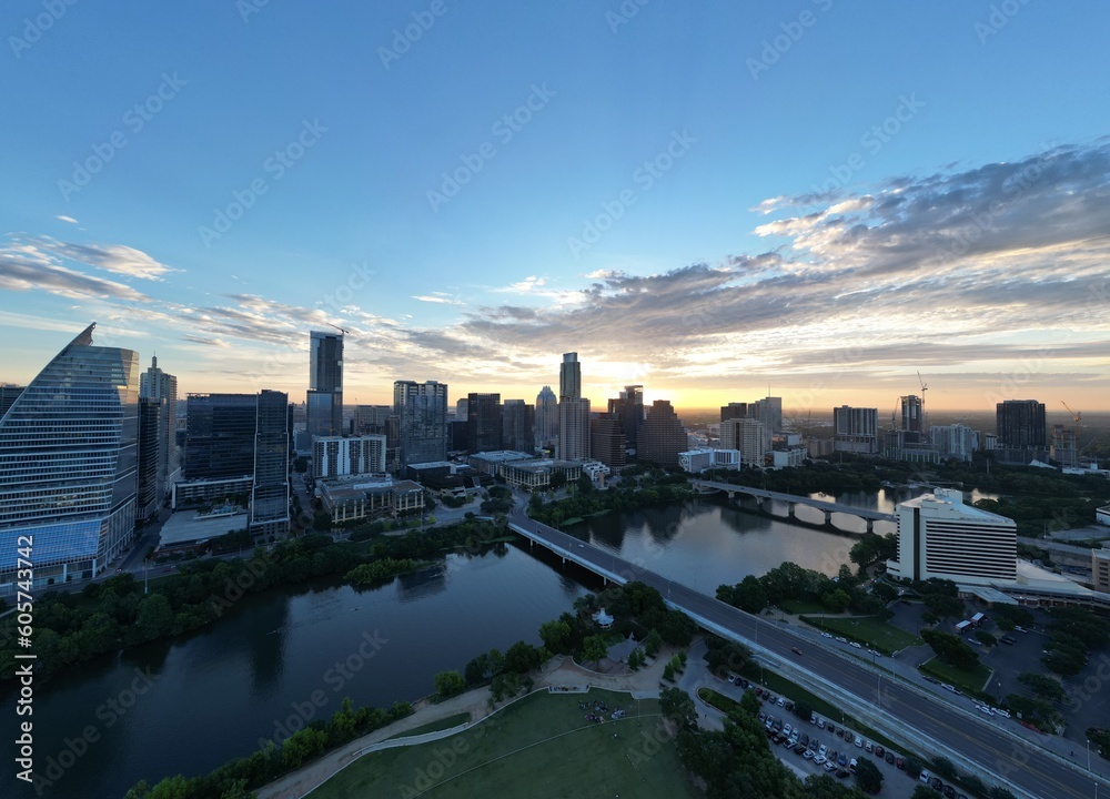 Town Lake, aka Ladybird Lake overlooking three bridges: Mopac Union ...