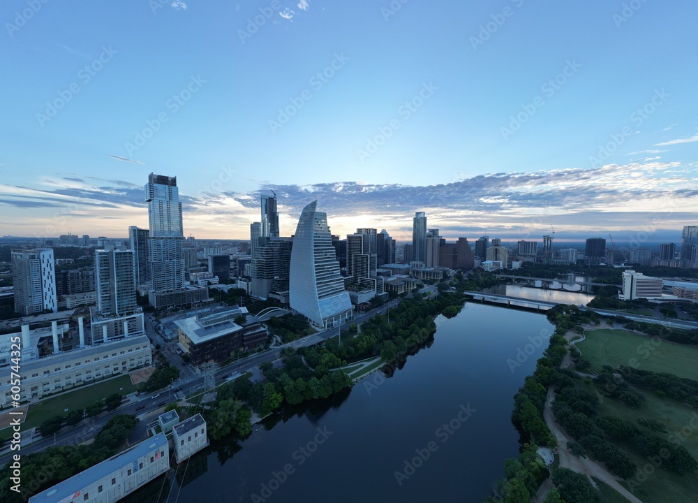 Town Lake, aka Ladybird Lake overlooking three bridges: Mopac Union ...