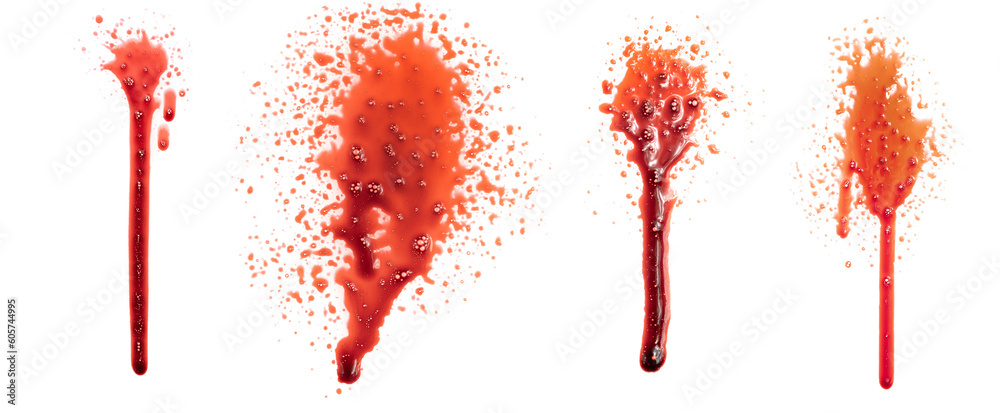 Set dripping blood isolated on white background. Collage flowing bloody ...