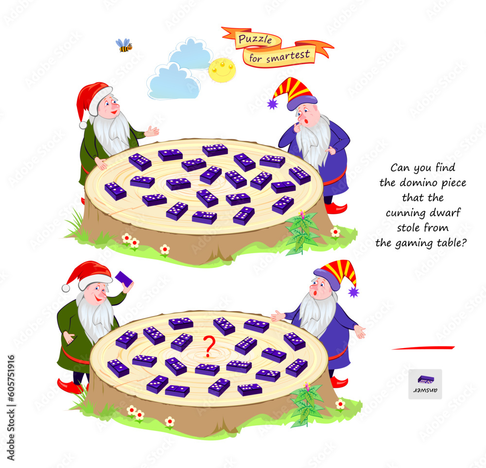 Logic puzzle for children and adults. Can you find the domino piece ...