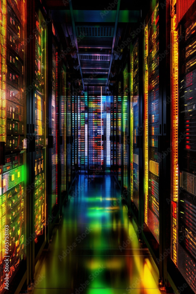 database servers with data visualization overlays, illustrating the ...