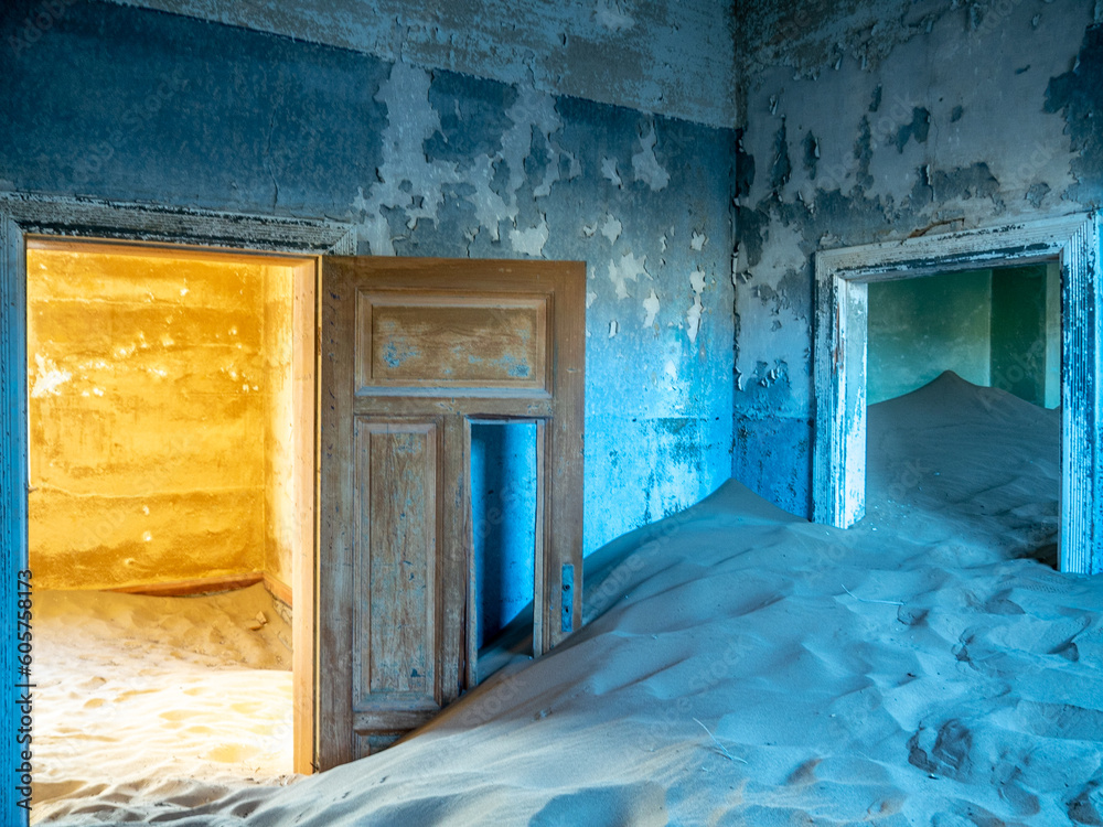 Architectural views of sand filled abandoned homes in diamond mining ...