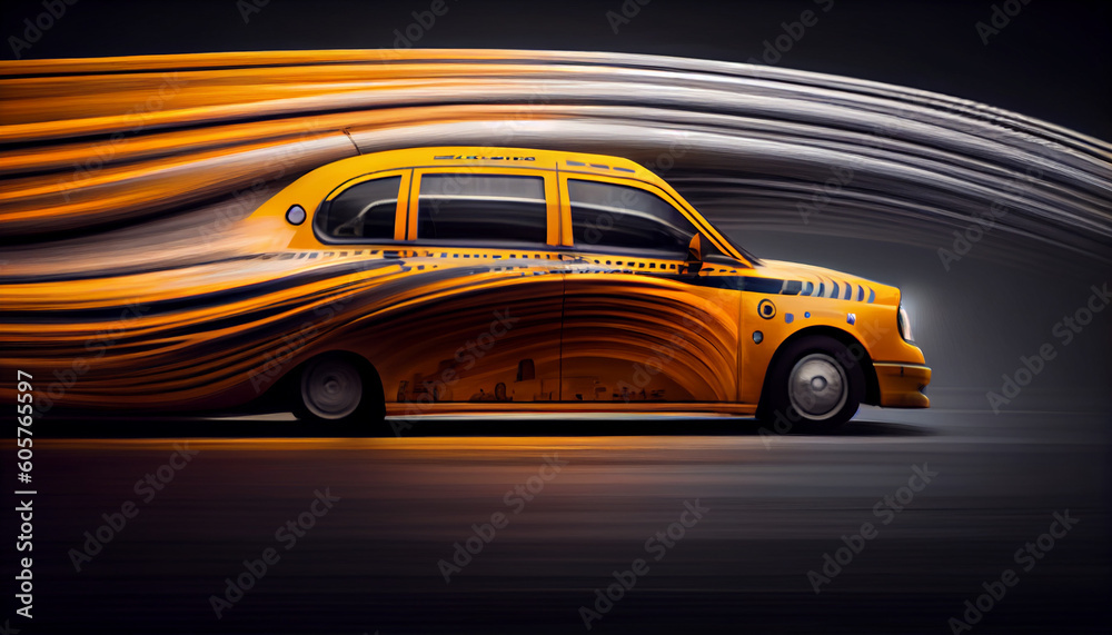 Super fast Taxi automobile concept design with fire. Luxury speed race ...