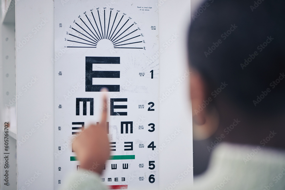 Eye care, medical and chart for a vision test for prescription lens ...