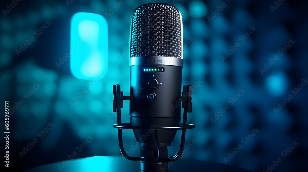 audio innovation with an AI-powered microphone, ai generated Stock ...