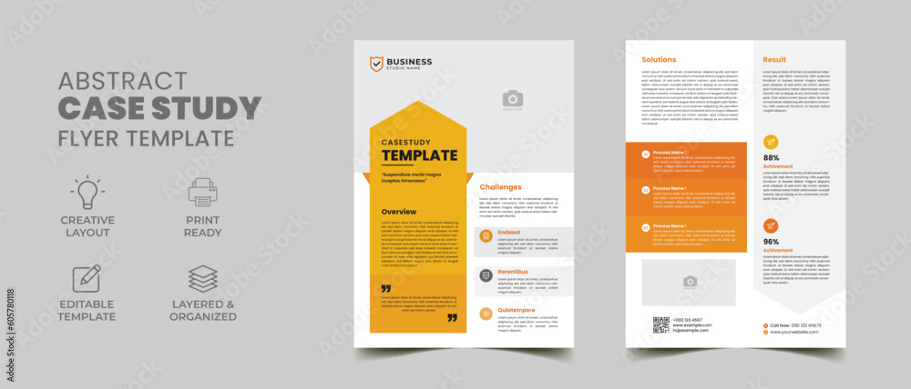 business case study template | modern business double side flyer & poster template | case study ...