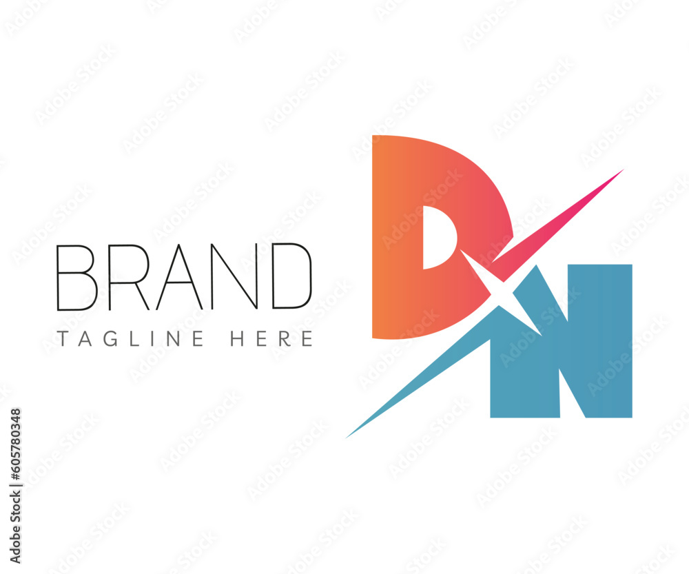 Vecteur Stock Letter DN logo design. Creative logo with red letter D ...