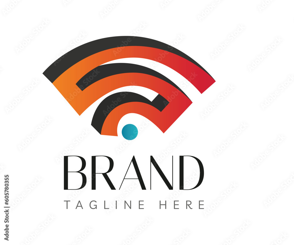 Wireless signal logo design template. Wi-fi logo, radio waves icon ...