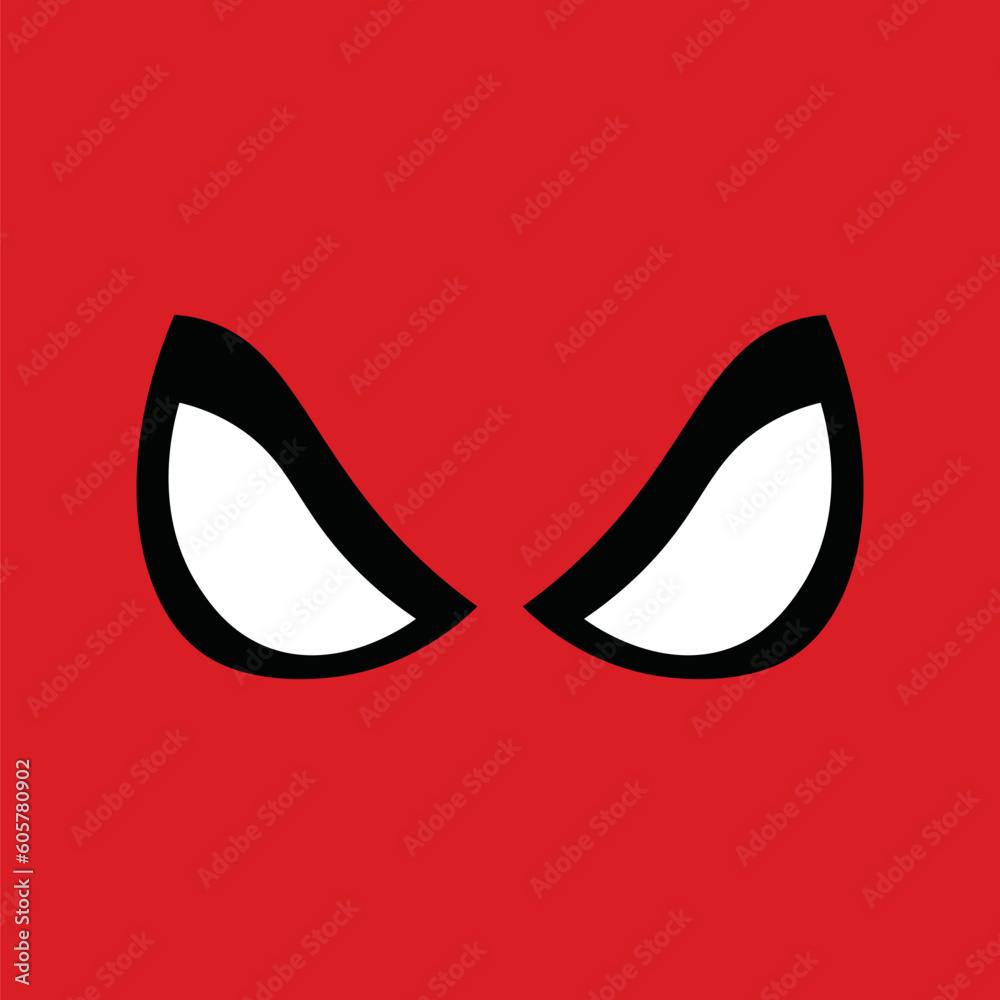 Vector red mask white eyes cartoon logo superhero background. Cartoon ...