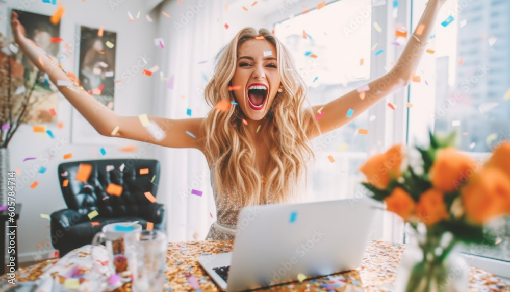 Super excited and very happy winner. Winner mentality concept ...