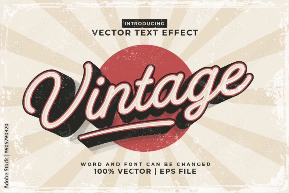 Editable text effect Vintage 3d template style premium vector Stock ...