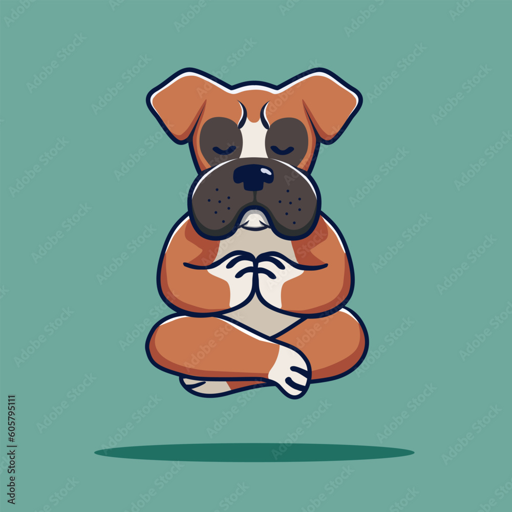cute cartoon meditation boxer dog Stock-Vektorgrafik | Adobe Stock