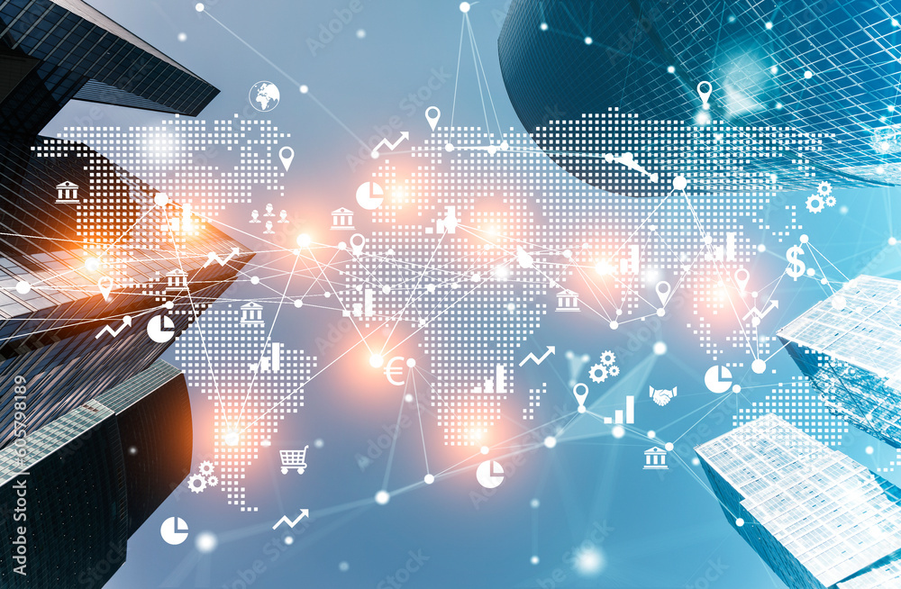 World global business background. Technology connect network map on ...