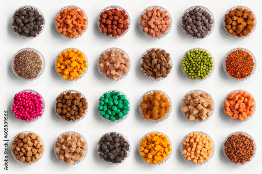 Set of pet food isolated on transparent background generated by AI ...