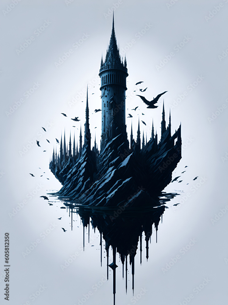 Cartoon watchtower. AI generated illustration Stock Illustration ...