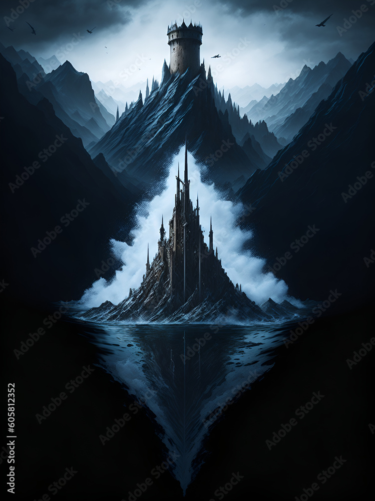 Cartoon watchtower. AI generated illustration Stock Illustration ...