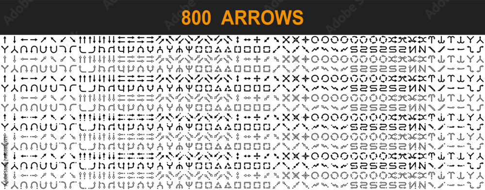 Big arrow set of 800 icons in 8 styles. Solid, filled, outline, pulsar ...